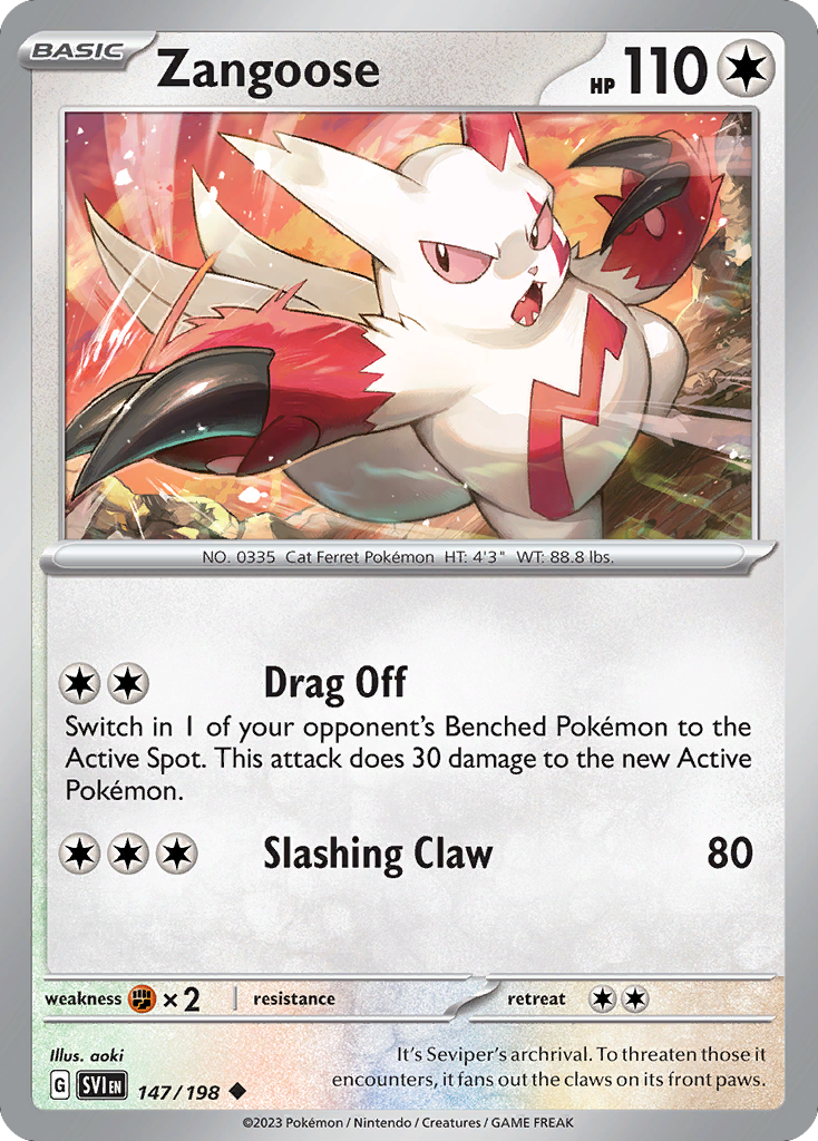 Pokemon Zangoose Card Zangoose Reverse Scarlet & Violet SVIen